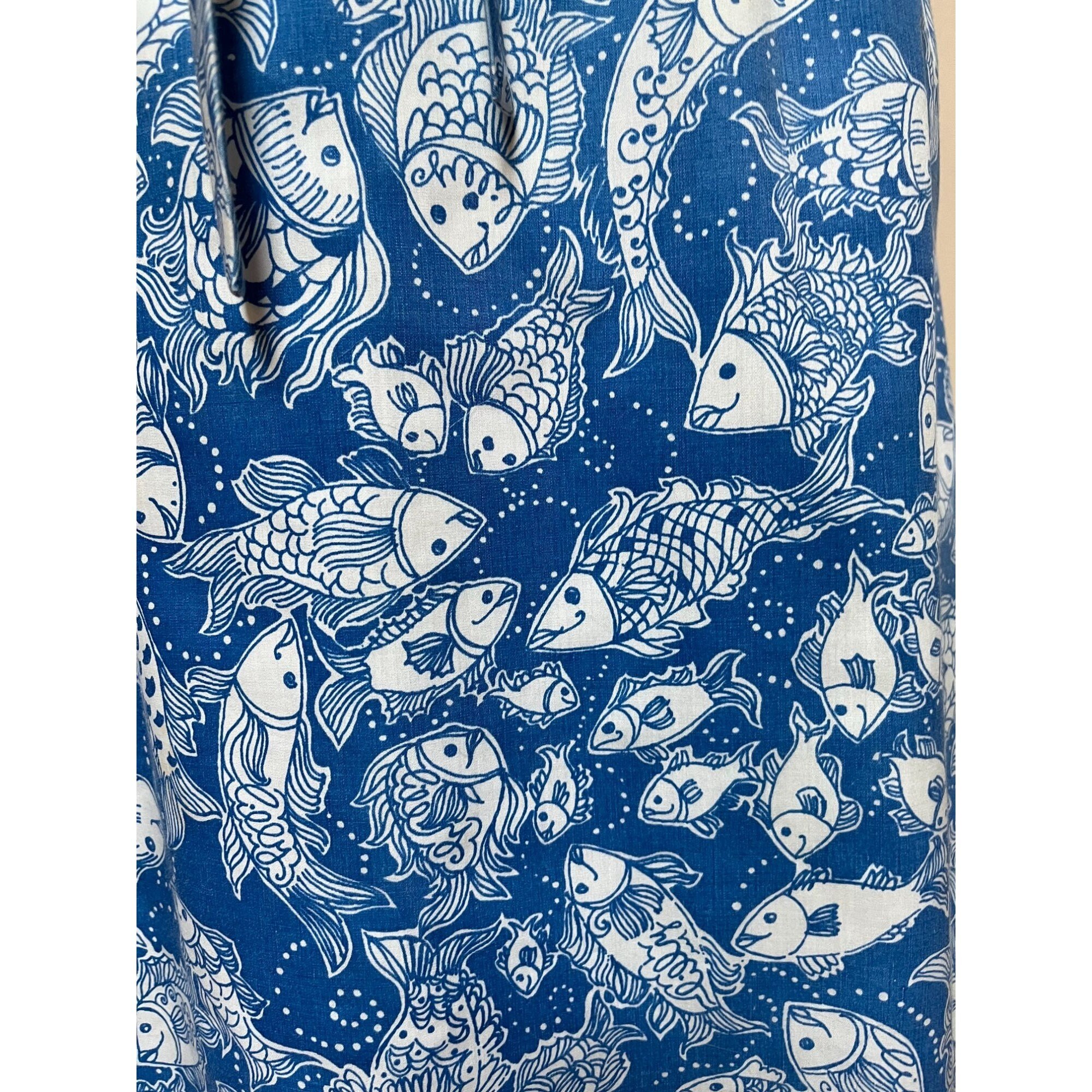 Lilly Pulitzer Vintage 70s Fish Print Sun Dress Blue White Size S/M - Etsy