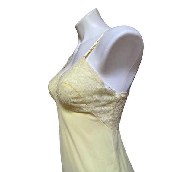 Vintage 60s Vanity Fair Yellow Sheer Lace Slip Dress … - Gem