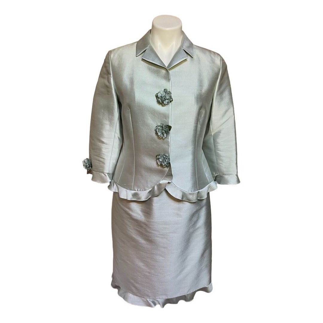 Rickie Freeman Teri Jon Dress Suit Matching Set Size 8 SMALL Mint Green ...