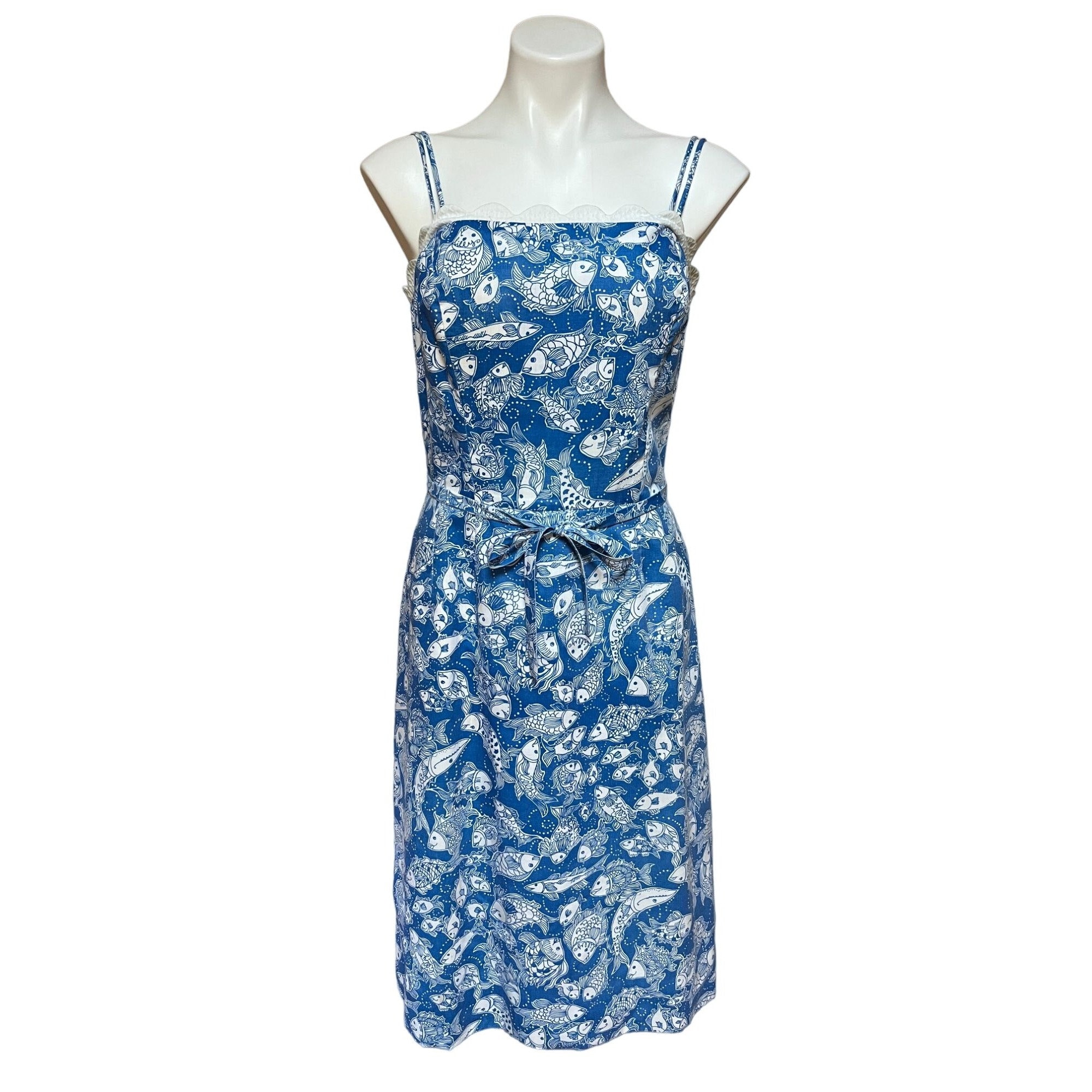 Lilly Pulitzer Vintage 70s Fish Print Sun Dress Blue White Size S/M - Etsy