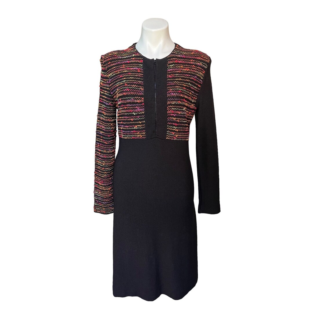 Vintage 80s Steve Fabrikant Modernist Black Knit Dress Small - Etsy