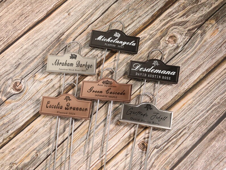 Custom Laser Engraved Plant Rose Markers Stakes Garden Accessories ...