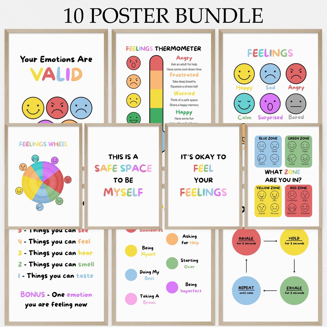 Emotions and Feelings Posters: Kids Mental Health, Classroom Therapy ...