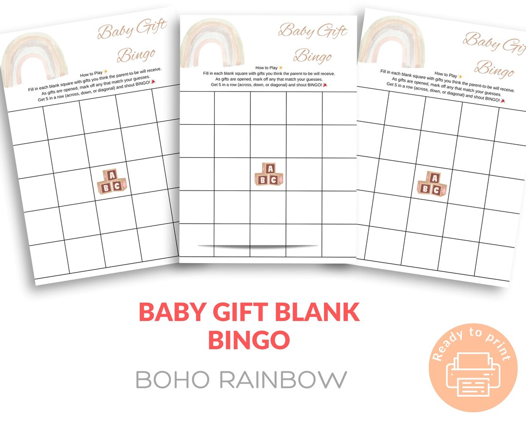 Boho Rainbow Baby Shower Bingo Game: Neutral Printable (PDF) - Etsy