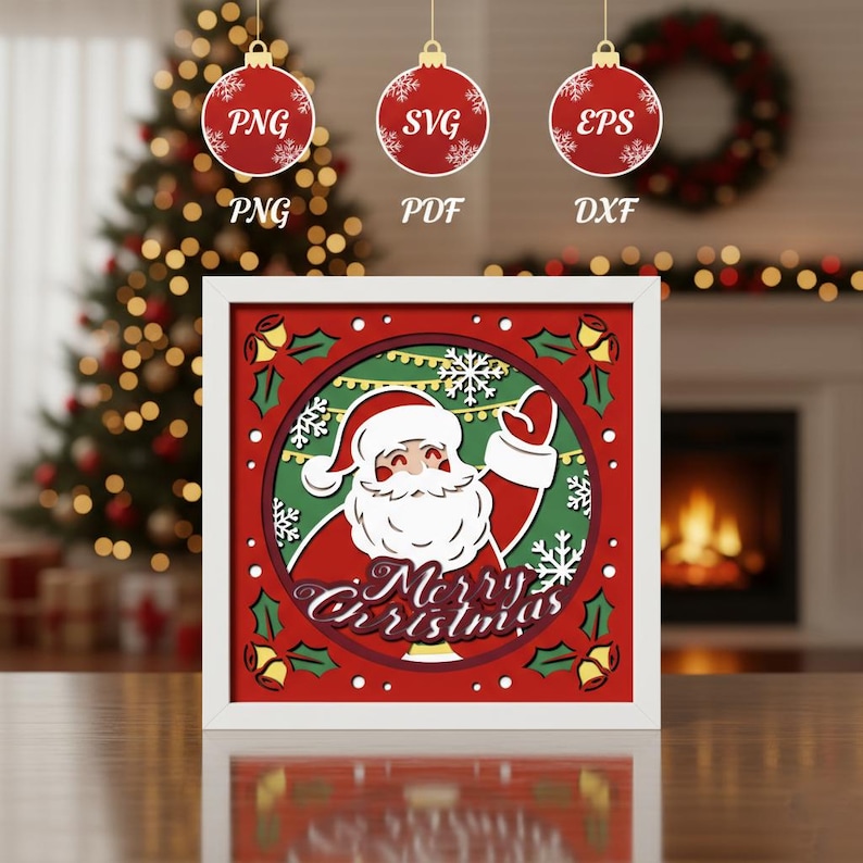 Santa Shadow Box SVG: 3D Layered Christmas Papercut (digital File) - Etsy