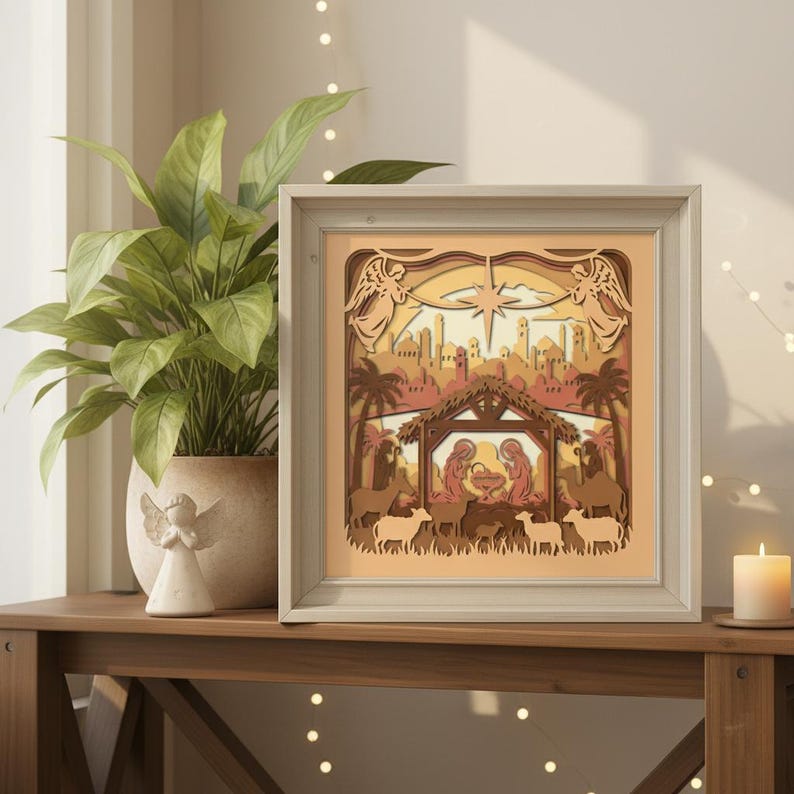 Nativity Shadow Box SVG, 3D Layered Christmas Nativity Scene, Holy ...