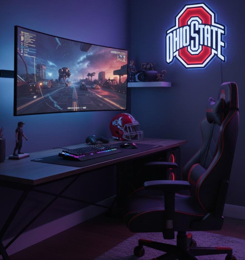 Ohio State Buckeyes LED Metal Wall Sign: Game Room Decor, Man Cave ...