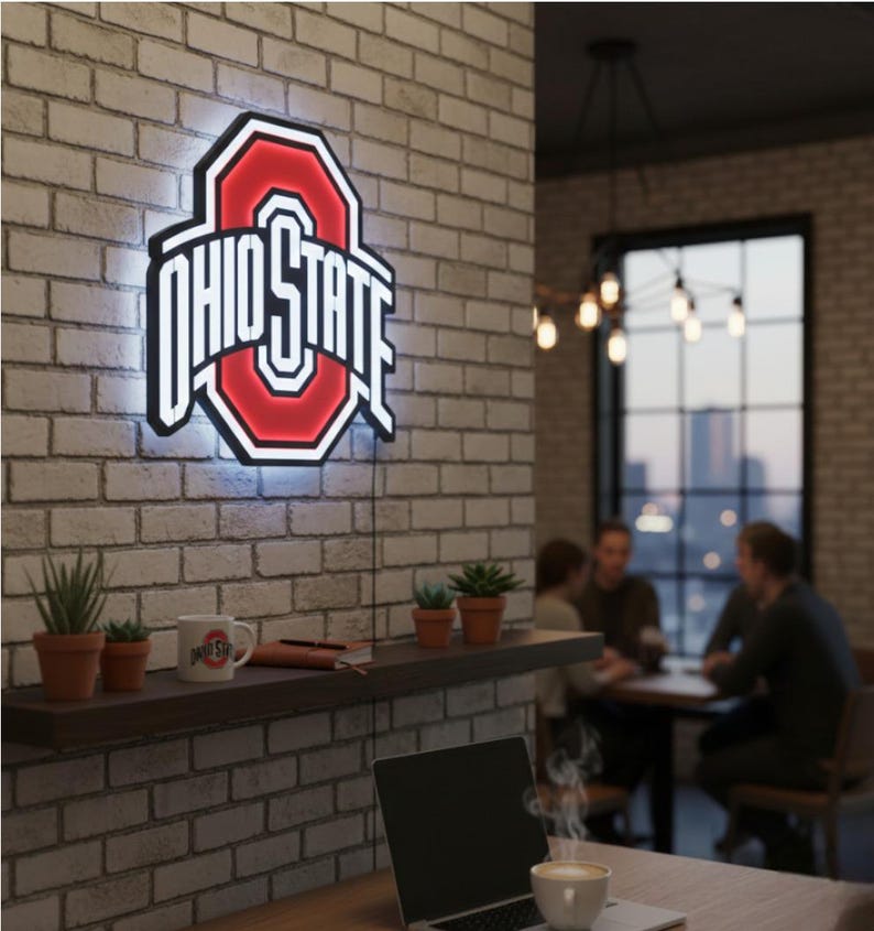 Ohio State Buckeyes LED Metal Wall Sign: Game Room Decor, Man Cave ...
