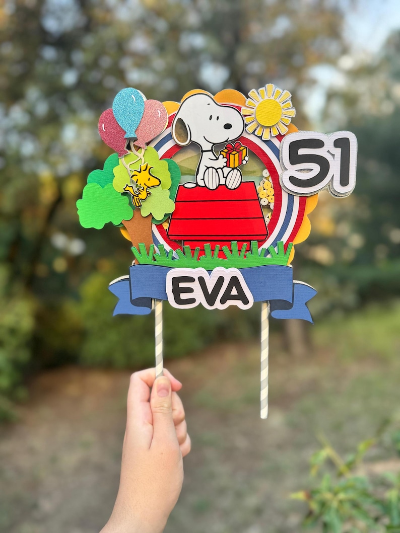 Personalized Snoopy Shaker Cake Topper - Peanuts Themed Cake Topper ...