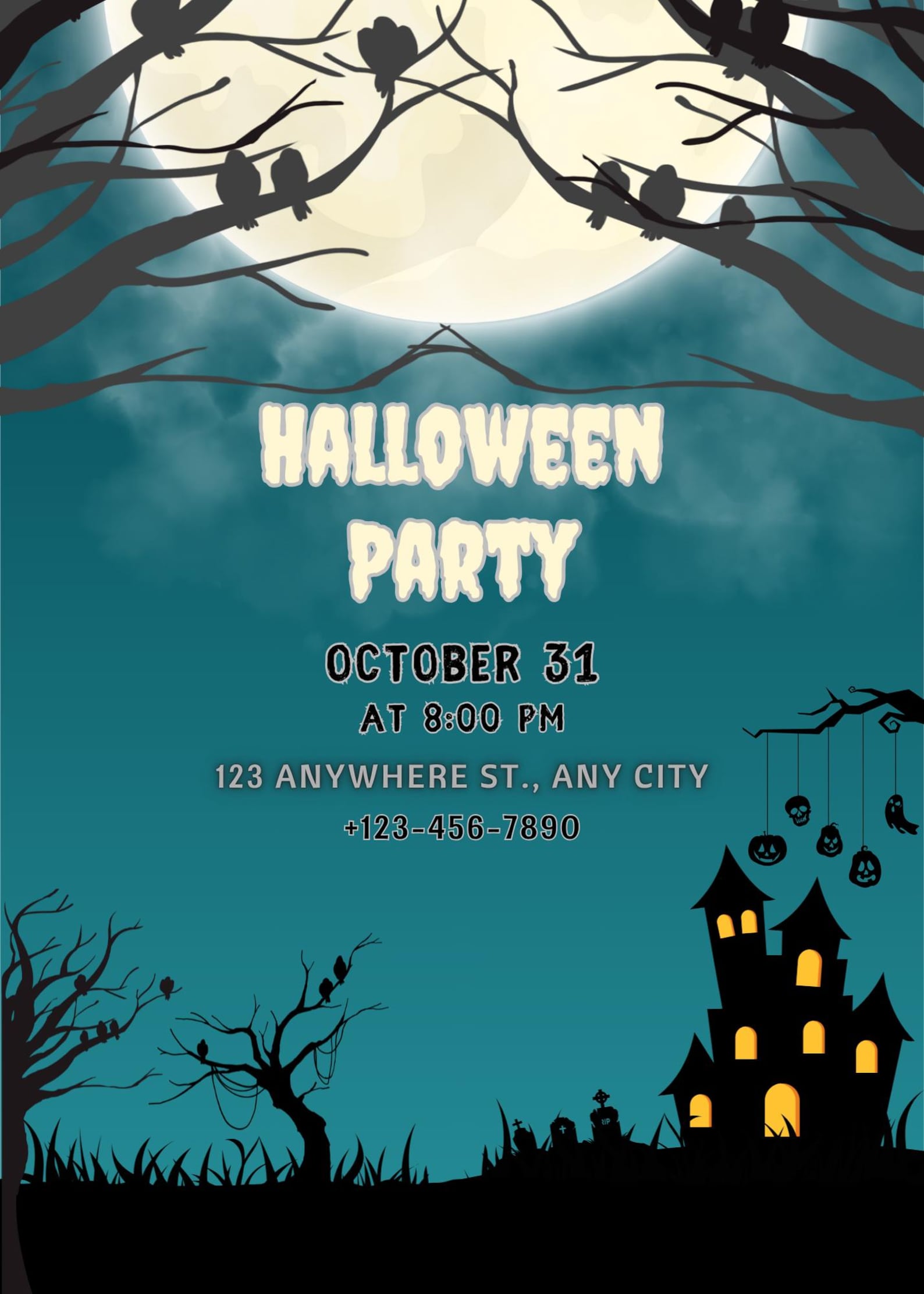 Spooky Halloween Party Invitation: Editable Canva Template (digital ...