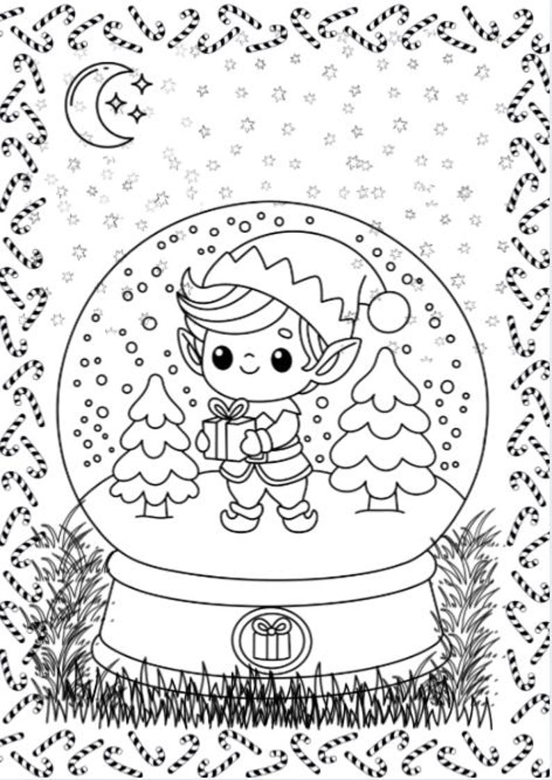 Elf Coloring Book | 50 Page Christmas Activity Pack (PDF Pattern) - Etsy