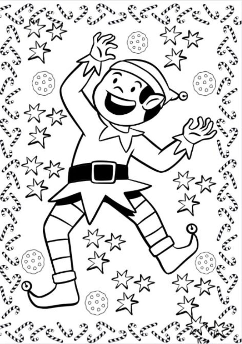 Elf Coloring Book | 50 Page Christmas Activity Pack (PDF Pattern) - Etsy