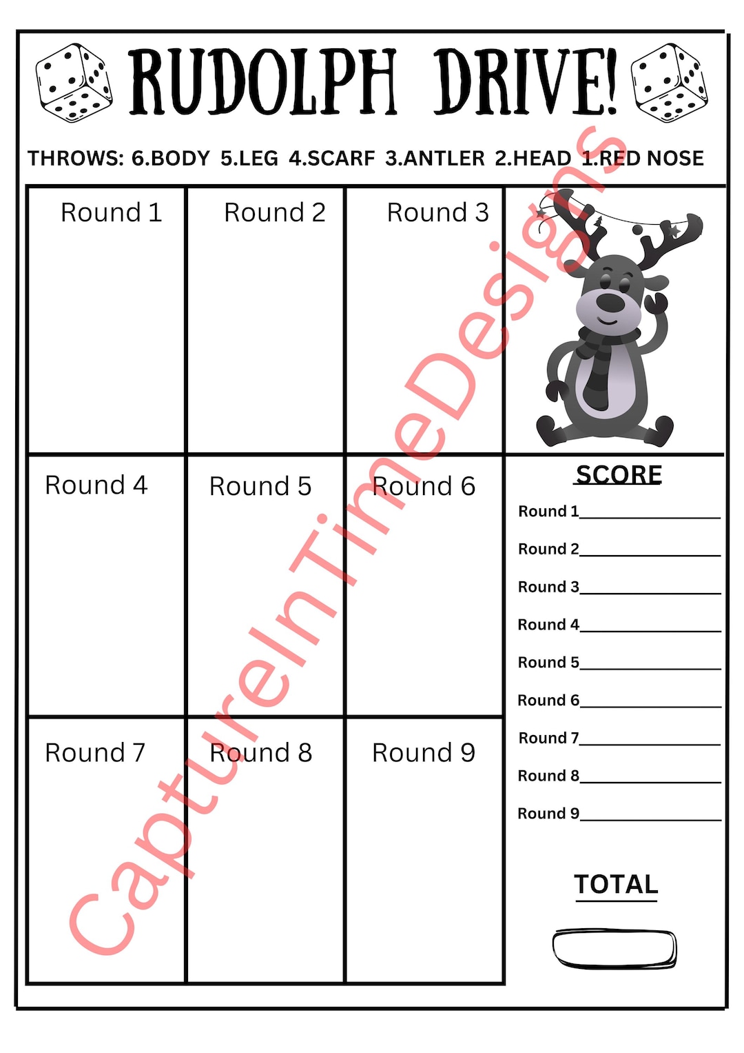 Rudolph Drive Christmas Dice Game – Printable Holiday Activity (PDF ...