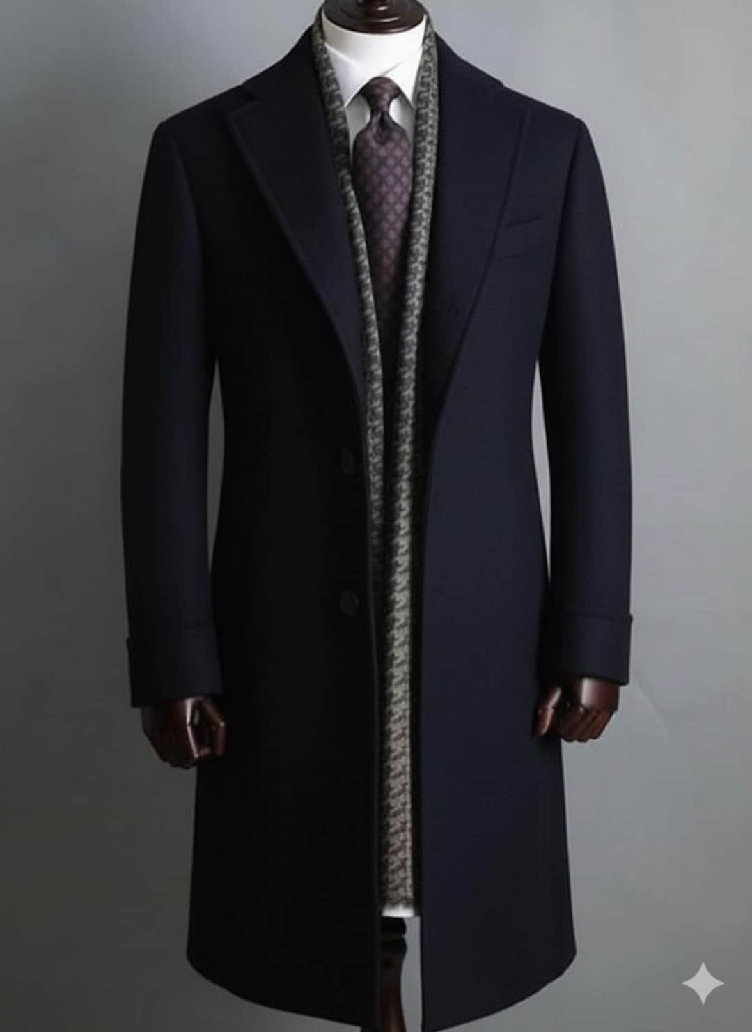 Men's Wool Melton Overcoat: Knee Length Peak Lapel - Black, Navy, Red ...