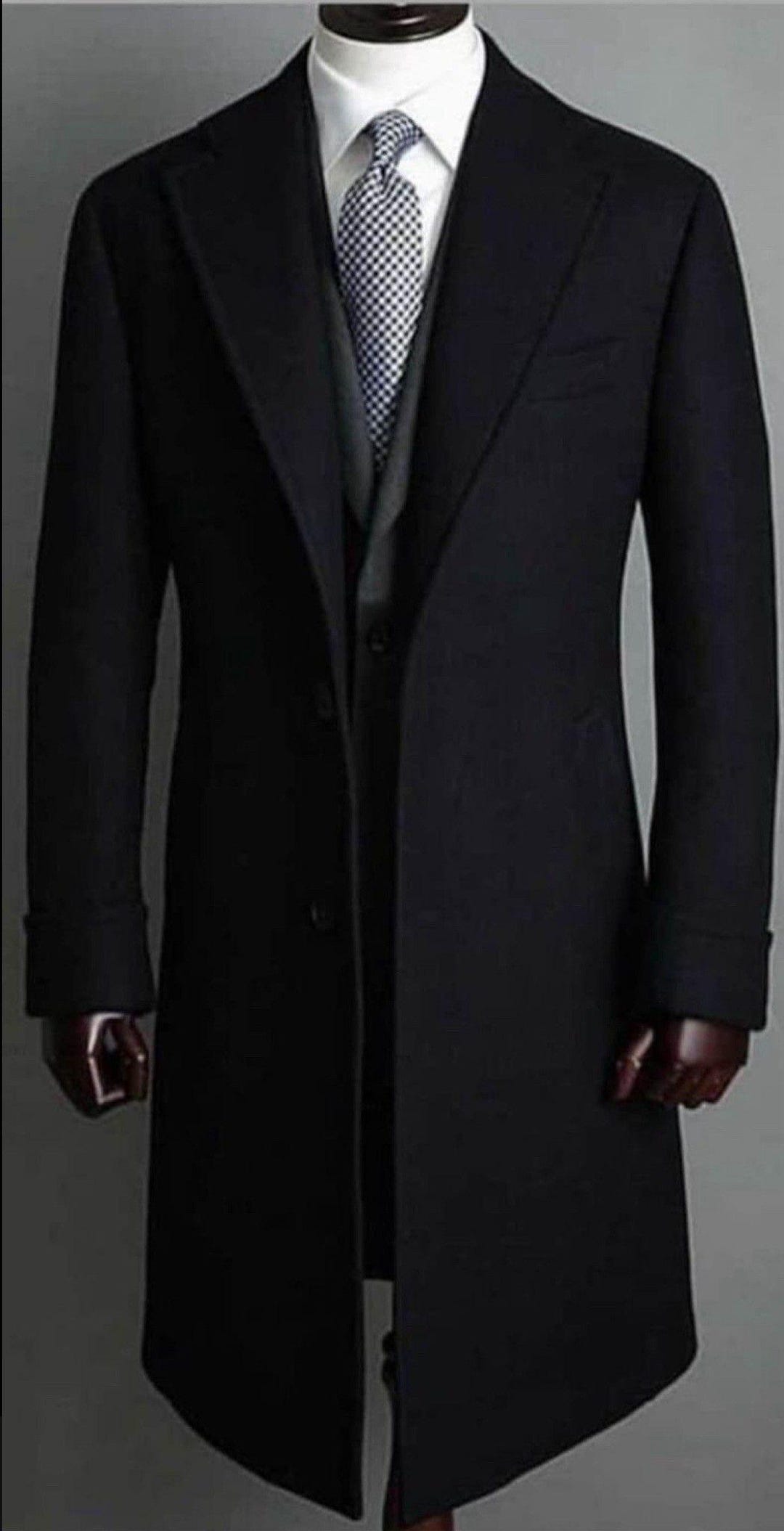 Men's Black Wool Overcoat: Melton Knee-length Trench Coat - Etsy