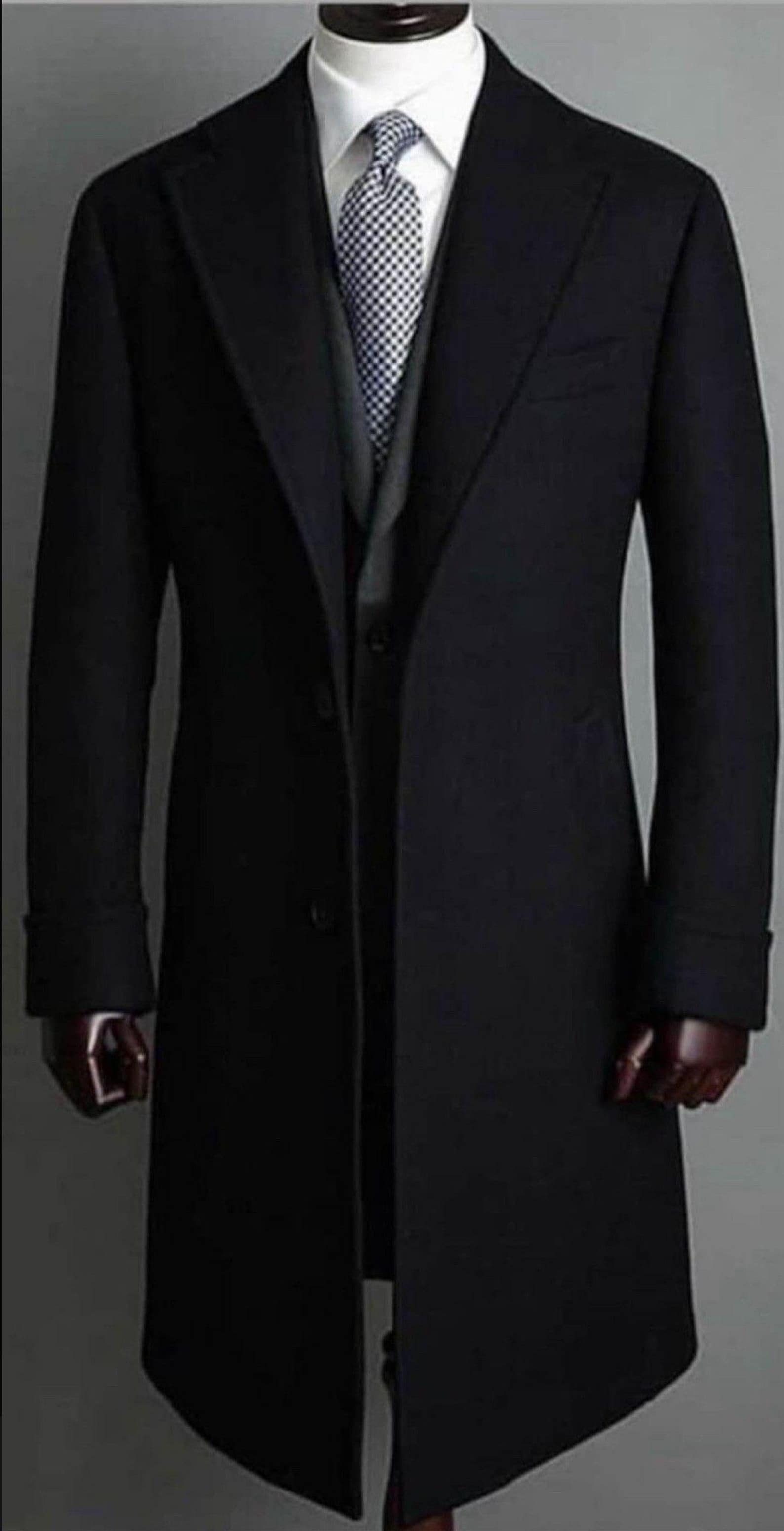 Men's Black Wool Overcoat: Melton Knee-length Trench Coat - Etsy Canada