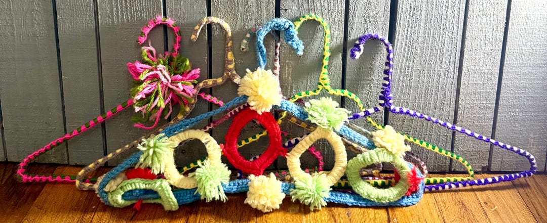 Vintage Yarn Wrapped Hanger Set: Handmade Boho Closet Decor - Etsy