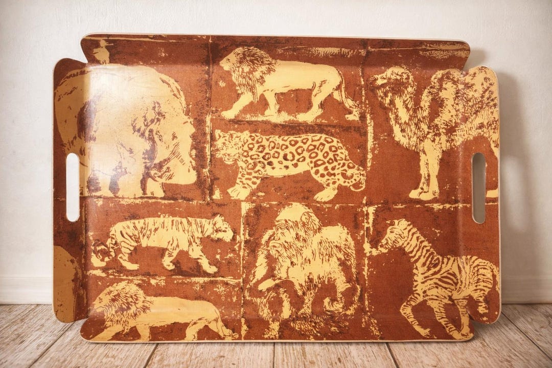 Vintage Safari Animal Tray | Mid-century Modern Bar Decor - Etsy