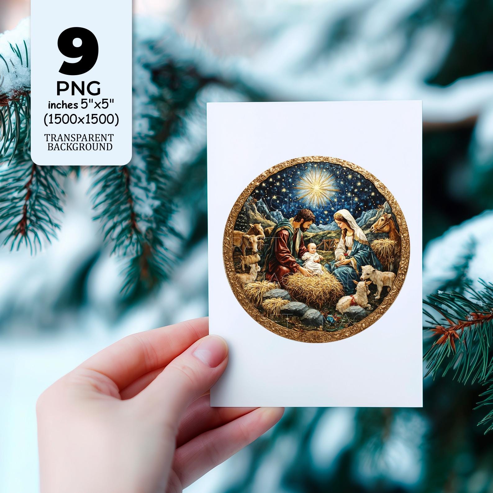Nativity Scene Round Cliparts, Decorative Gift Ornament Fussy Cuts ...