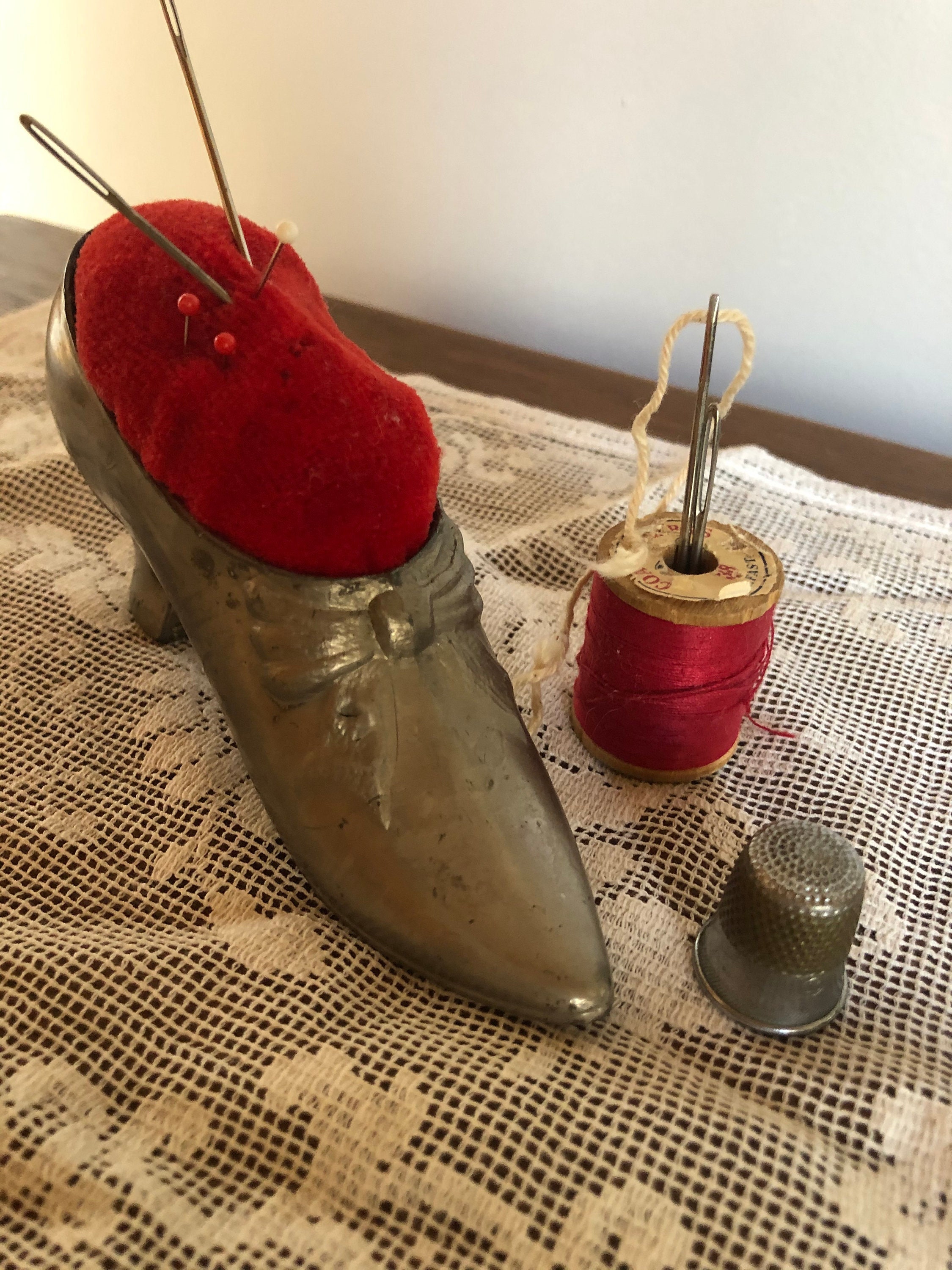 Vintage Victorian Silver Shoe Pin Cushion Set - Etsy