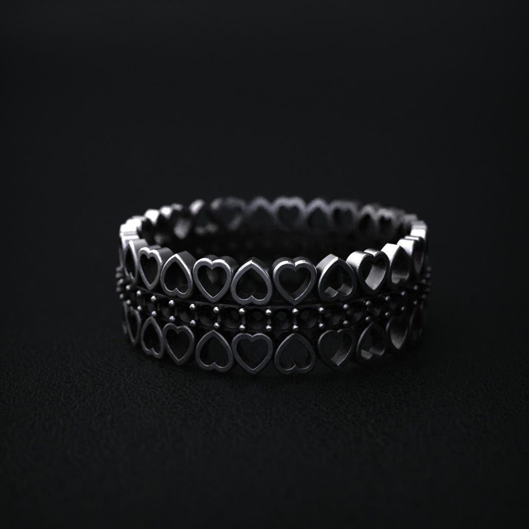 Heart Pattern Silver Ring, Romantic Cut Out Band Design,openwork Love ...