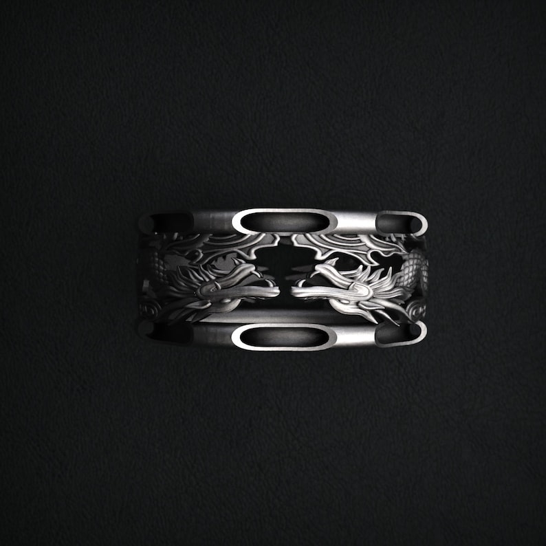 925 Sterling Silver Dragon Band Ring, Solid Chinese Dragon Ring for Men ...