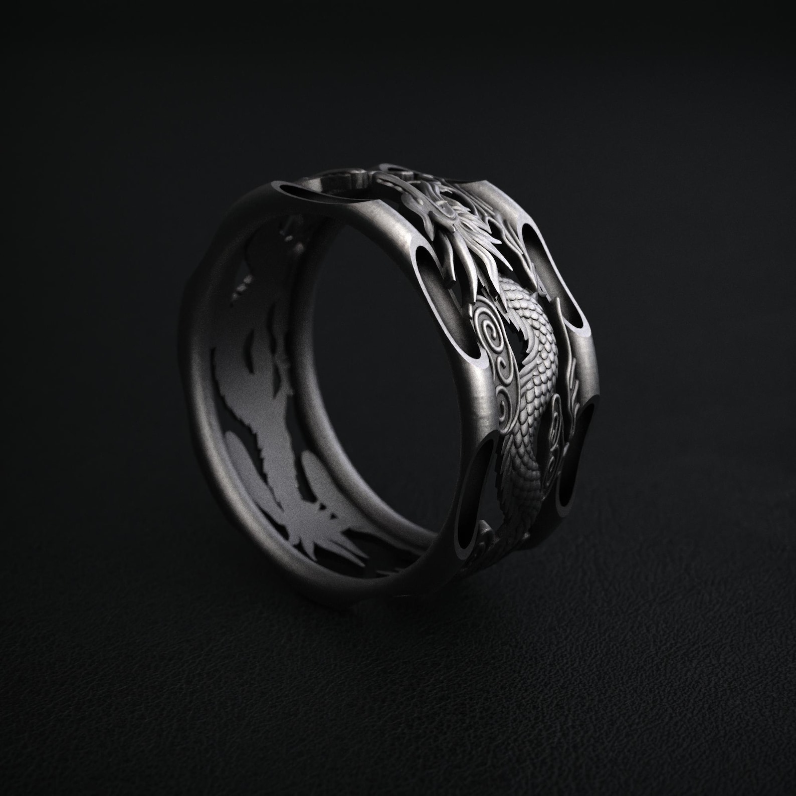 925 Sterling Silver Dragon Band Ring, Solid Chinese Dragon Ring for Men ...