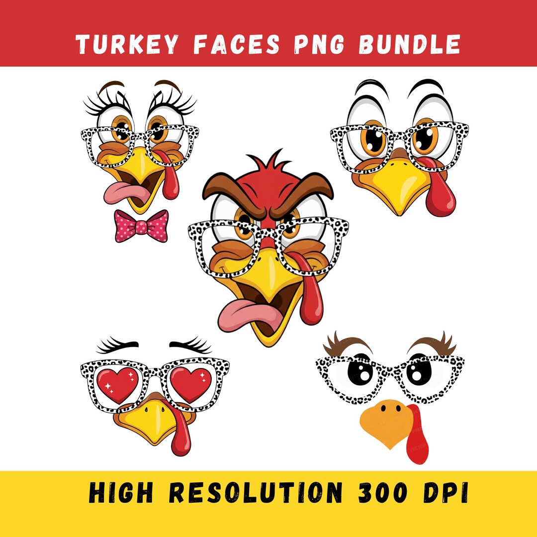 Turkey Face PNG Ribbon Thanksgiving Turkey Shirt Funny Faces Printable ...