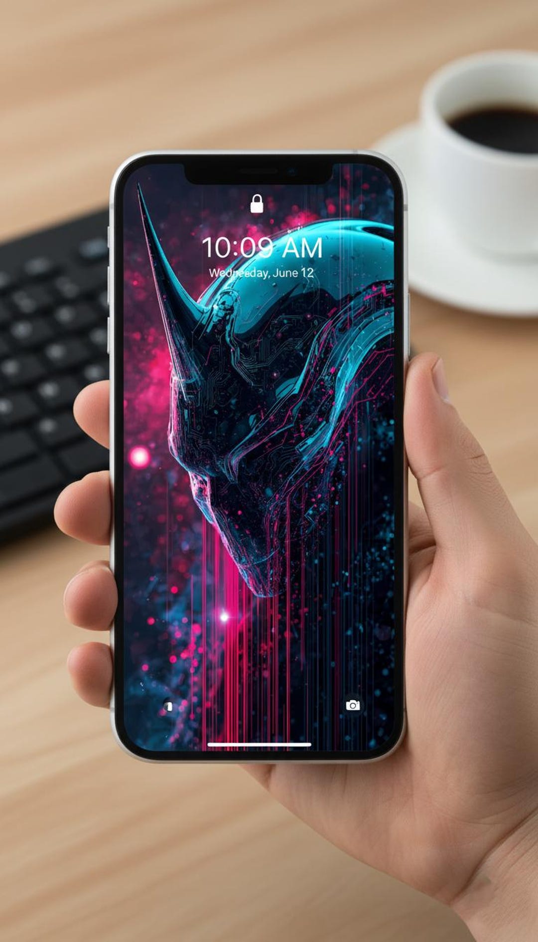 Neon Cyber Rhino Phone Wallpaper Bundle: Abstract Art (digital Download ...