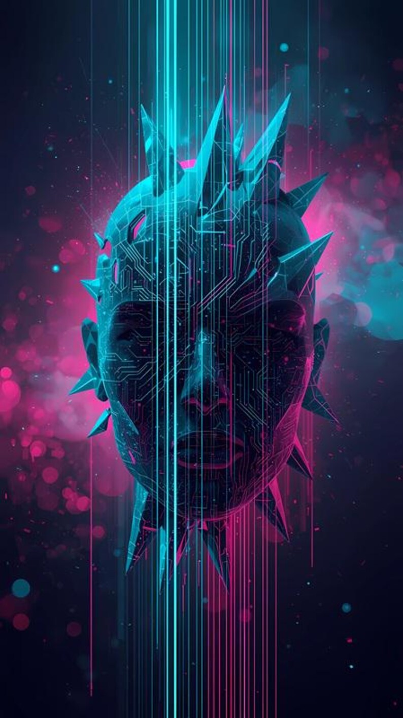 Cyberpunk Phone Wallpaper: Neon Tech Art, High-res (digital Download ...