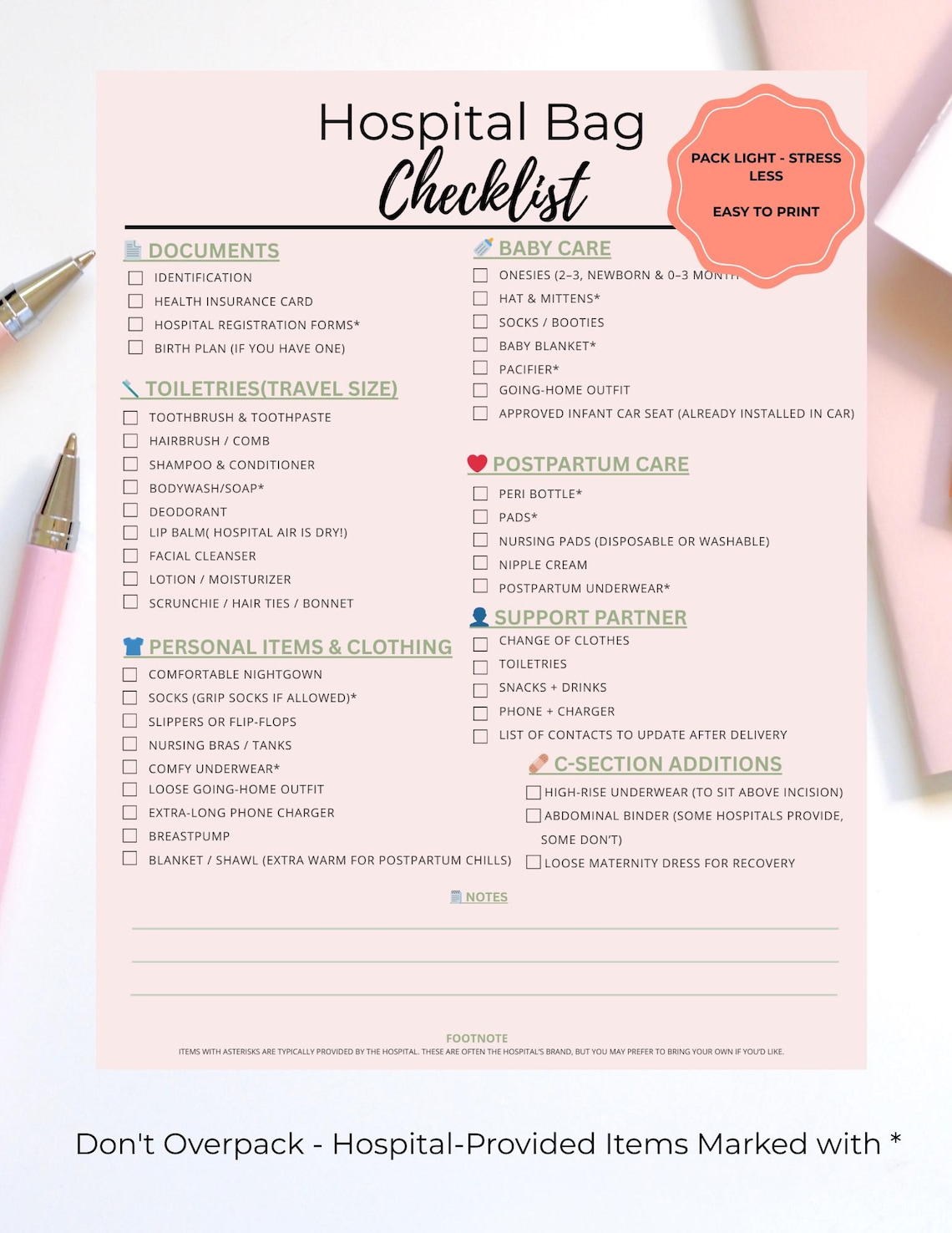 Hospital Bag Checklist | Minimalist Packing List for New Moms ...