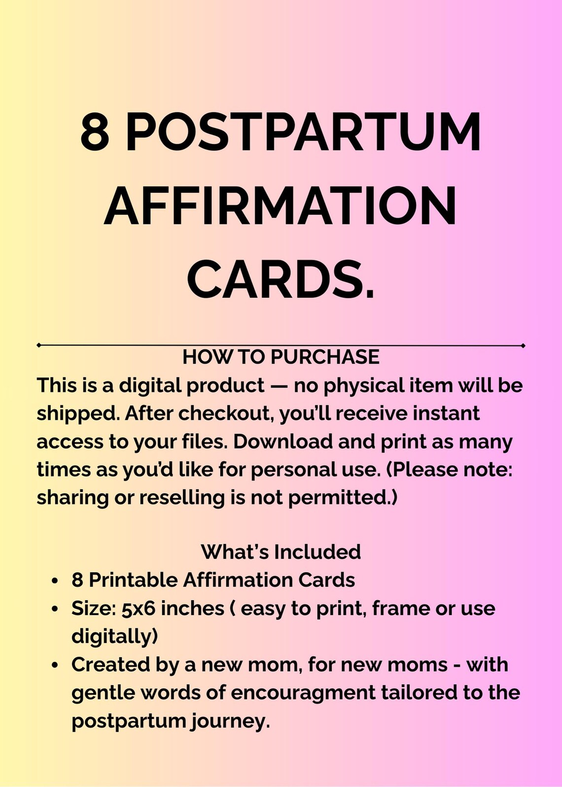 8 Postpartum Affirmation Cards - Printable Encouragement for New Moms ...