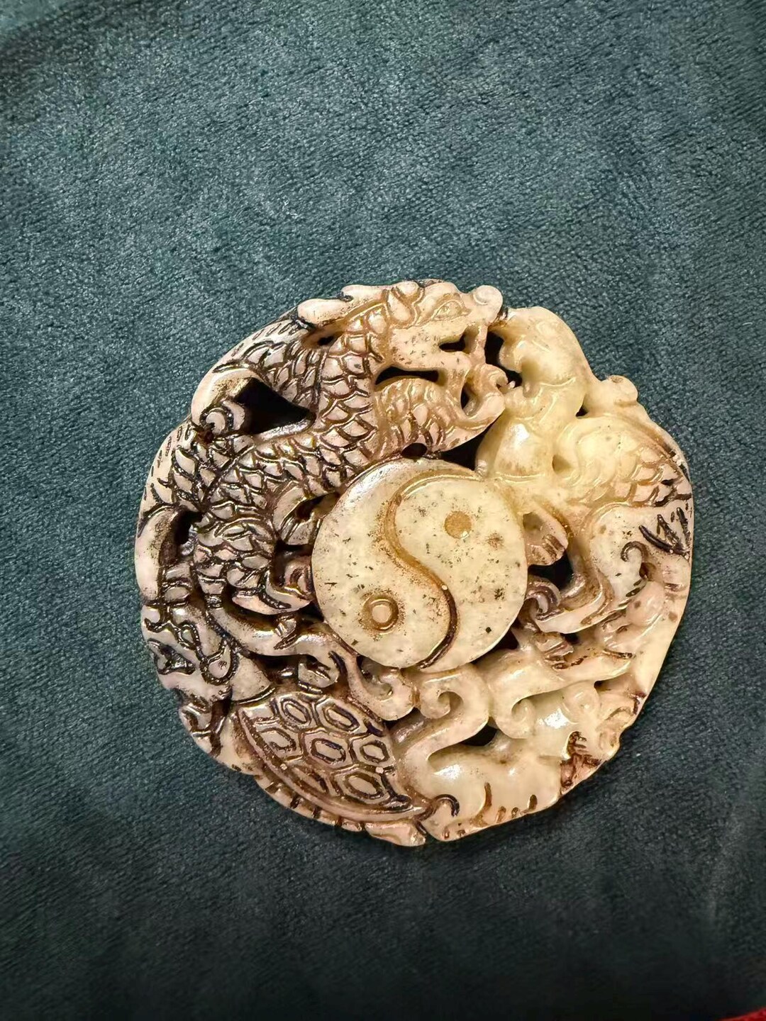 Dragon & Phoenix Jade Pendant – Hand-carved Yin Yang Amulet – Symbol of ...