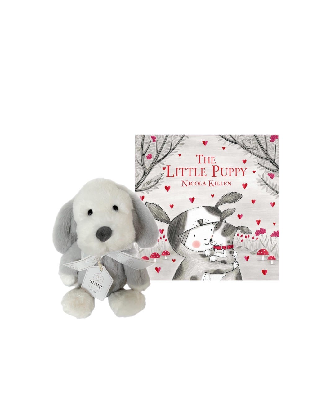 SNUG Ultra Soft & Huggable White and Grey Plush Puppy and the Little ...