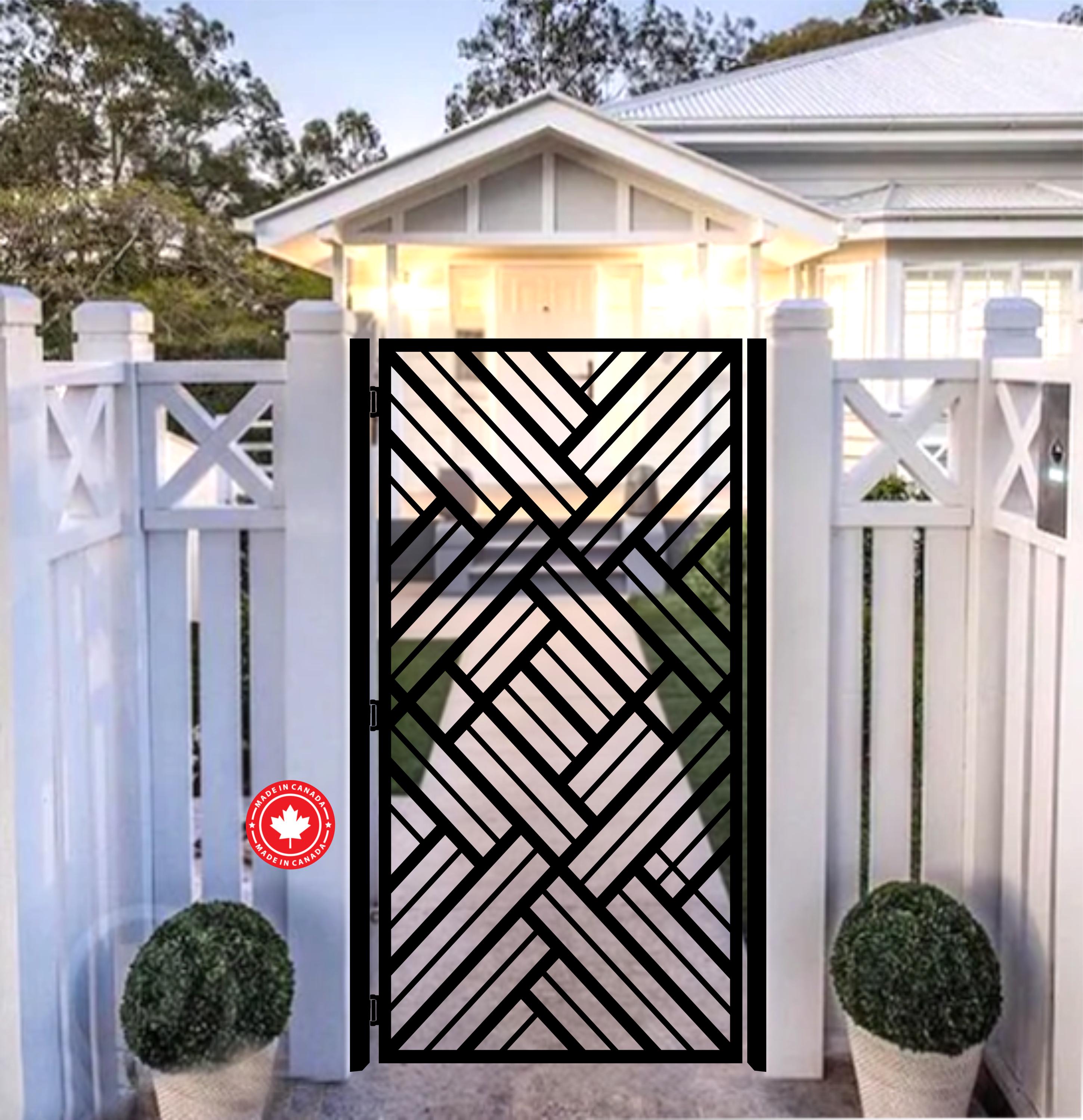 Geometric Weave Pattern Laser Cut Steel Gate | Powder-coated Metal Gate ...
