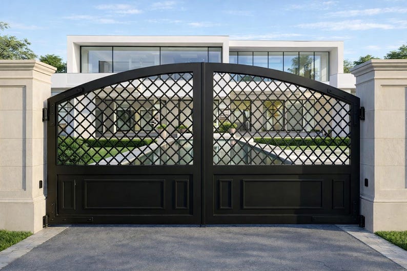 Crisscross Iron Estate Driveway Gate: Handcrafted Classic X-pattern ...