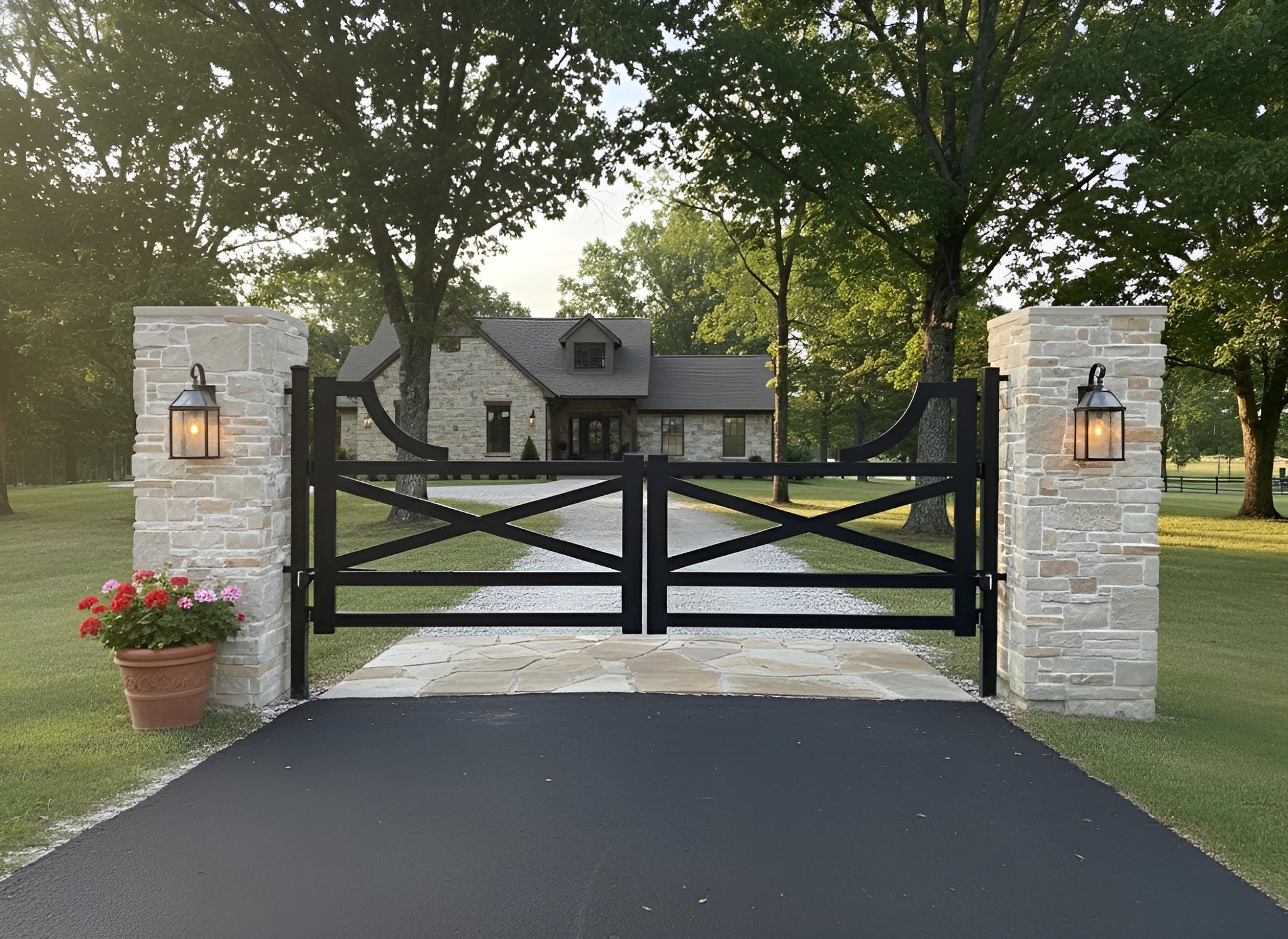 Custom Steel Ranch Driveway Gate | Modern Farm Entrance - Etsy