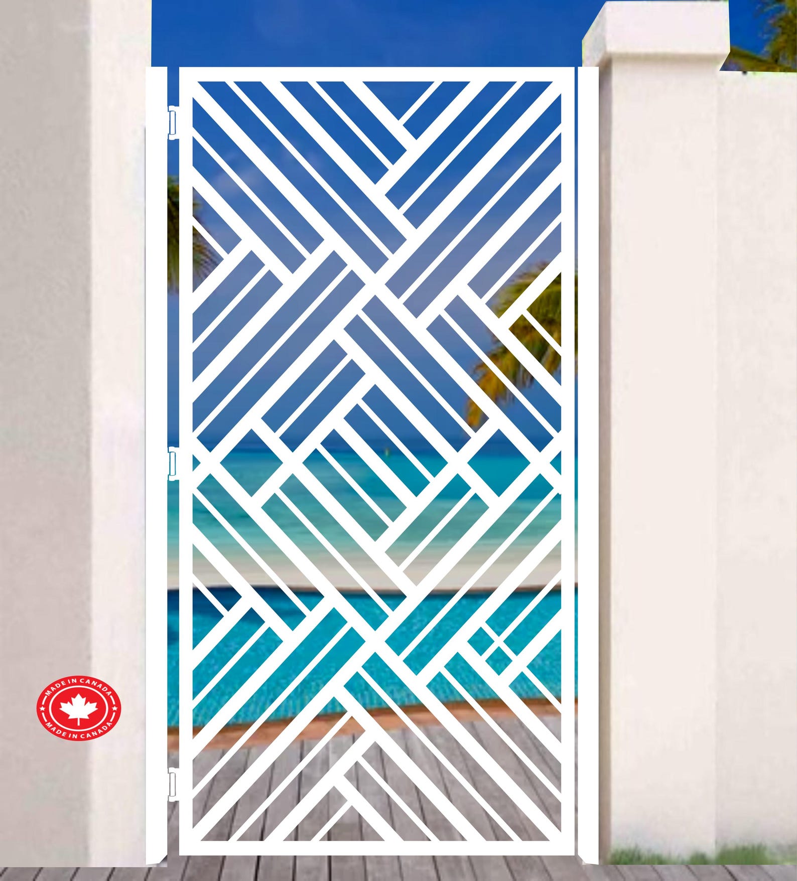 Geometric Weave Pattern Laser Cut Steel Gate | Powder-coated Metal Gate ...