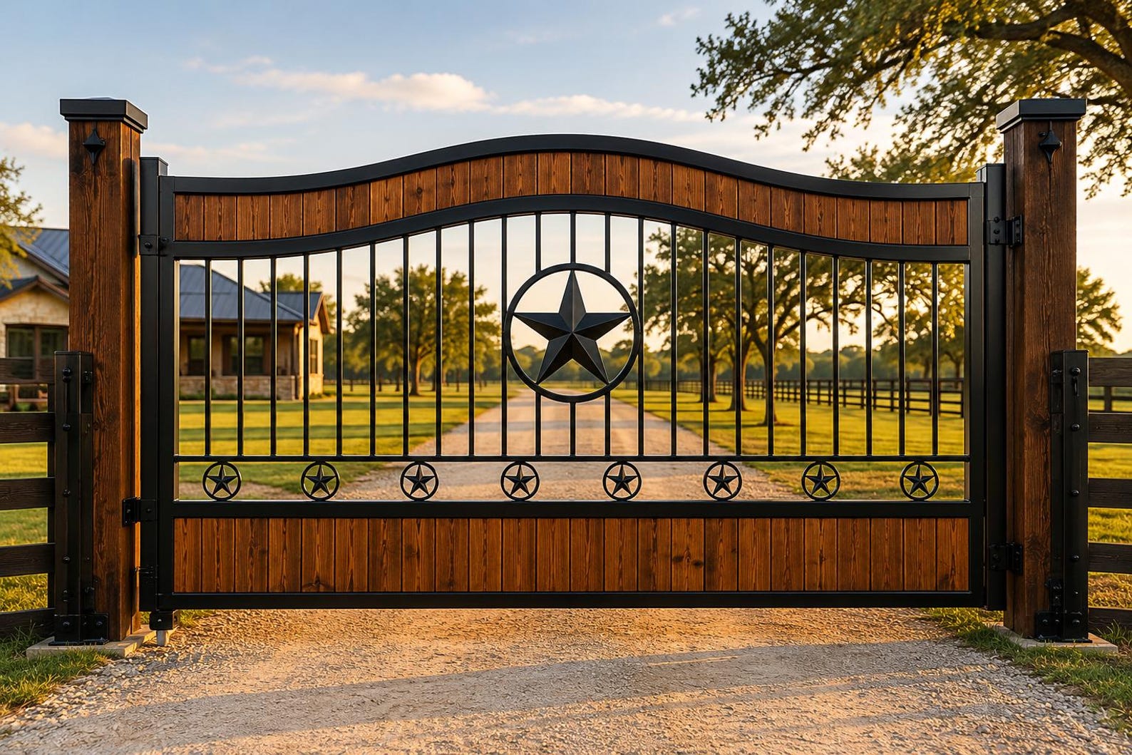Texas Star Ranch Gate | Custom Steel Driveway Gate With Medallion ...