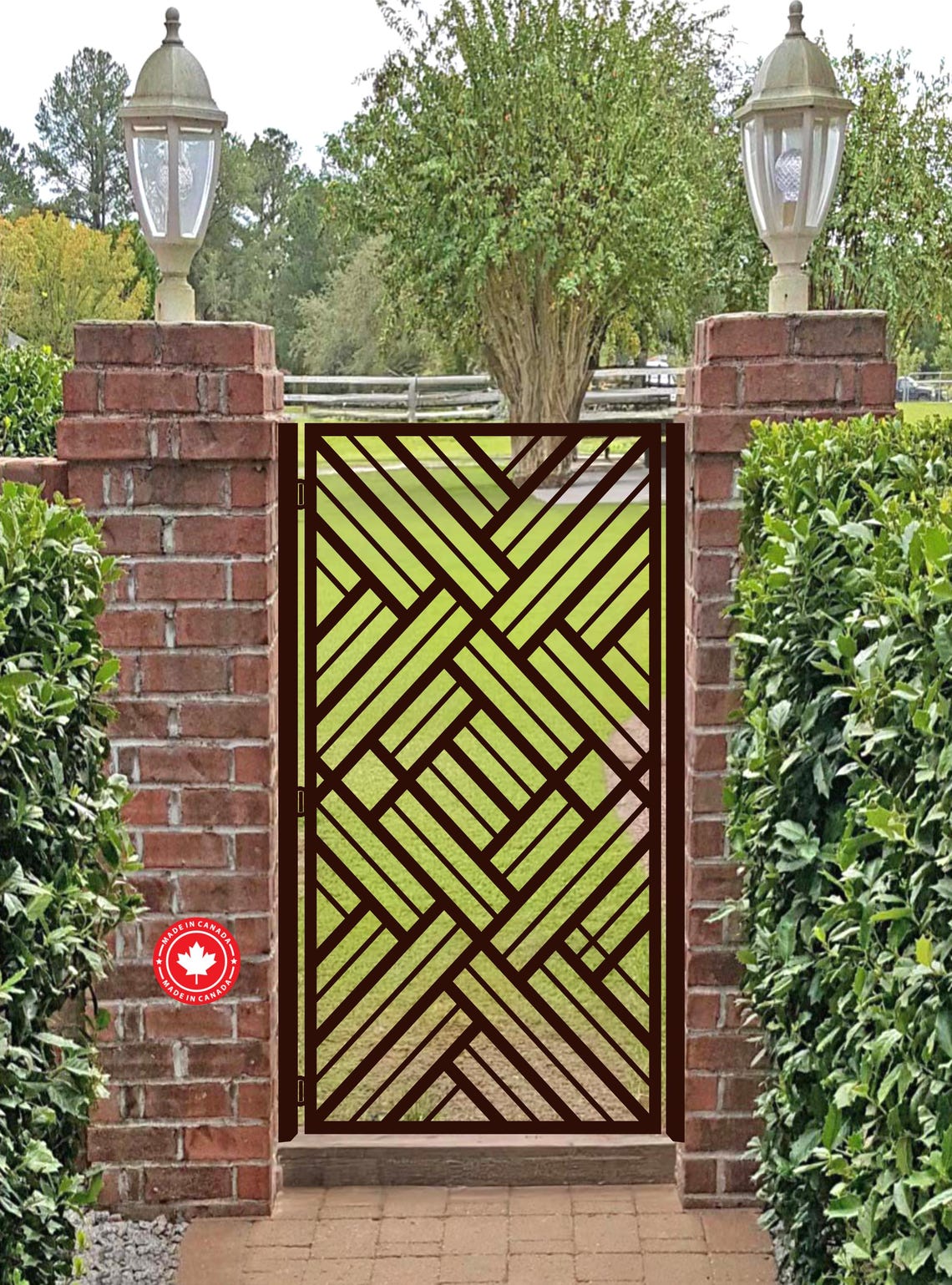 Geometric Weave Pattern Laser Cut Steel Gate | Powder-coated Metal Gate ...