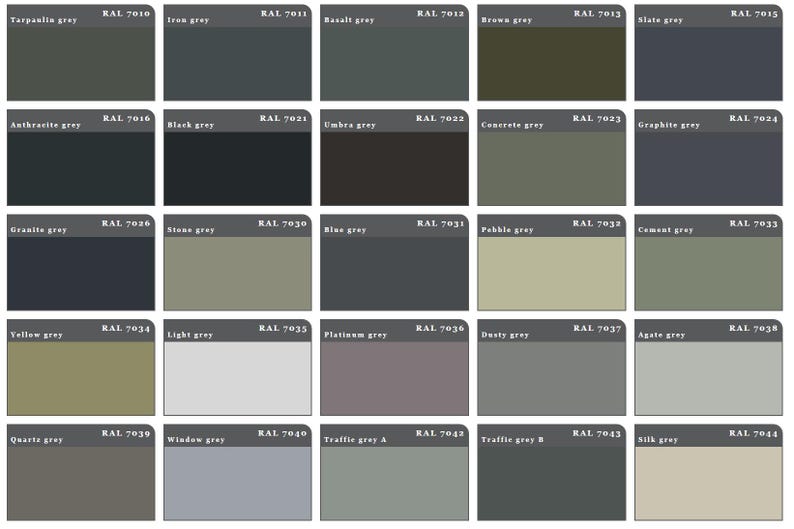 RAL Color Chart for Custom Metal Gates | Powder Coat Finish Options ...