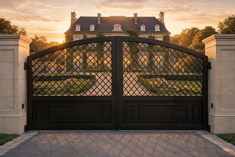Crisscross Iron Estate Driveway Gate: Handcrafted Classic X-pattern ...