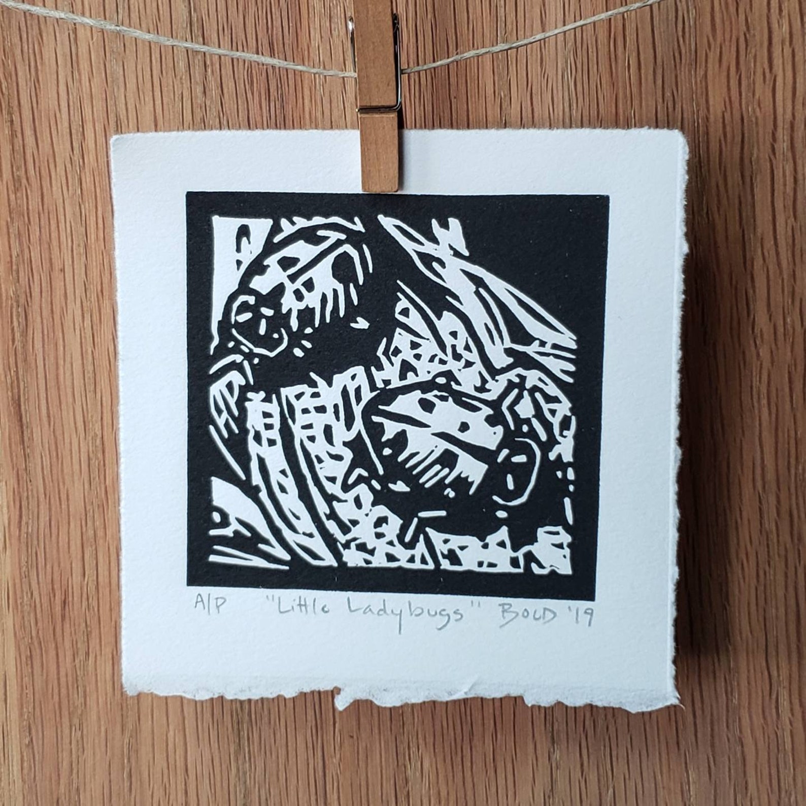 Little Ladybugs 3 X 3 Original Linocut Print by Carol Bold - Etsy