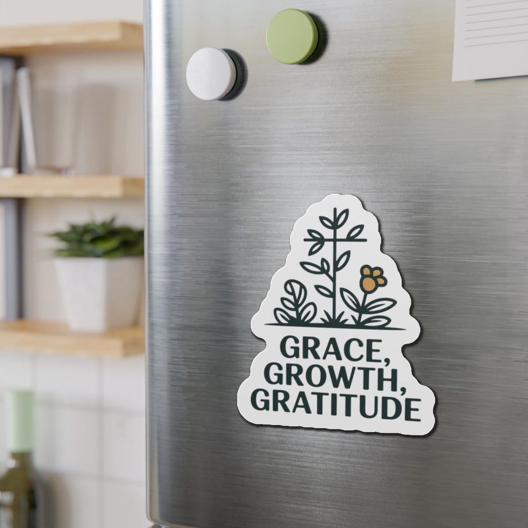 Grace Growth Gratitude Magnet, Botanical Vinyl Magnet, Inspirational ...