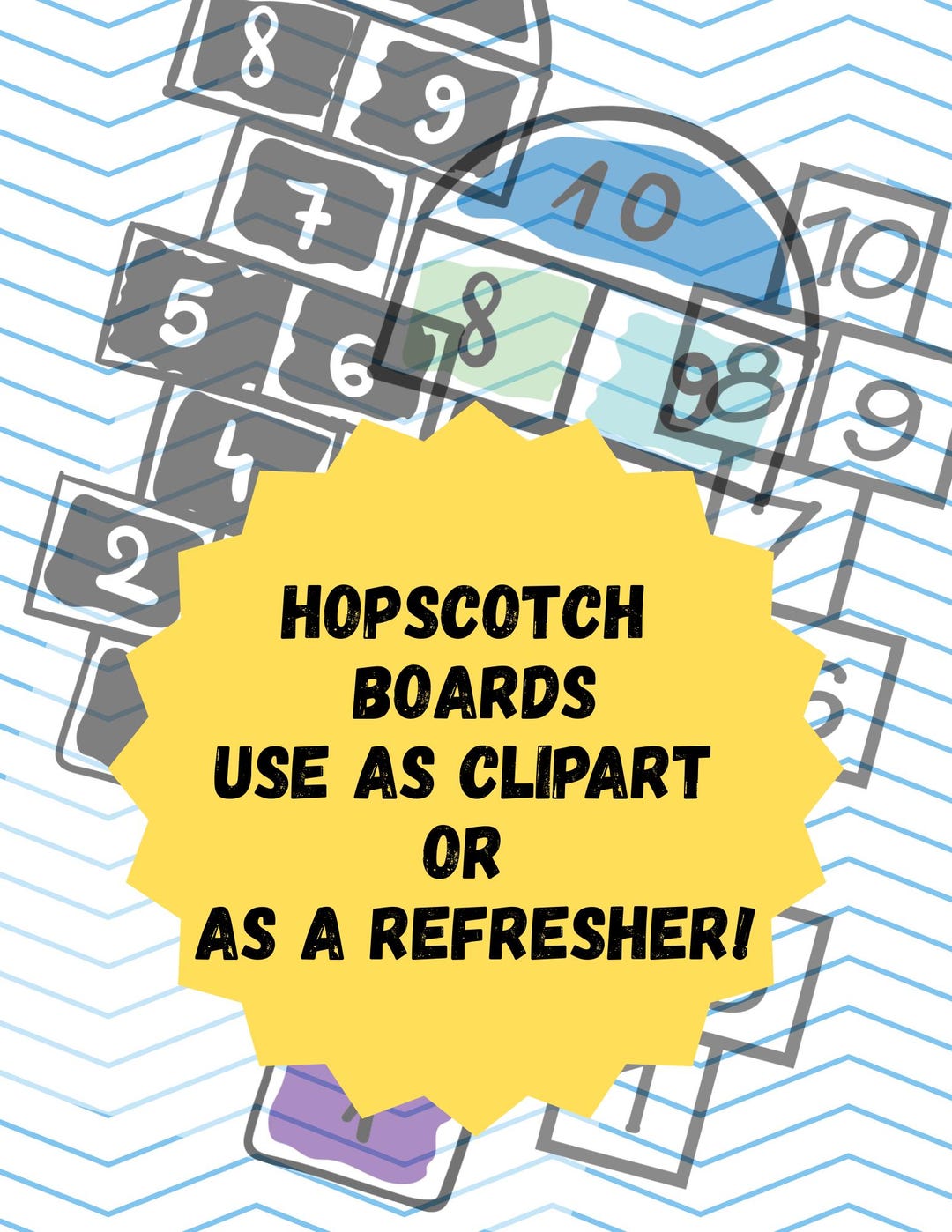 Hopscotch Board Clipart & Rules | Digital Download PDF + PNG + JPG ...