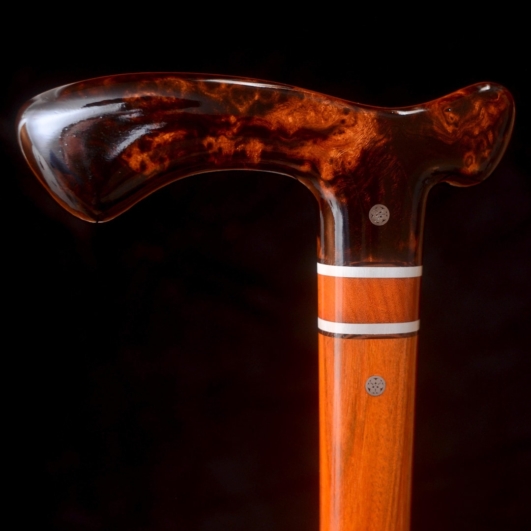 Handmade Walking Cane in Curly Acacia Brigalow Wood and Pernambuco - Etsy