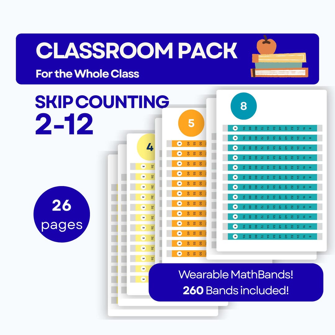 CLASSROOM: Skip Counting Wristbands Printable 2-12 Times Tables (PDF ...