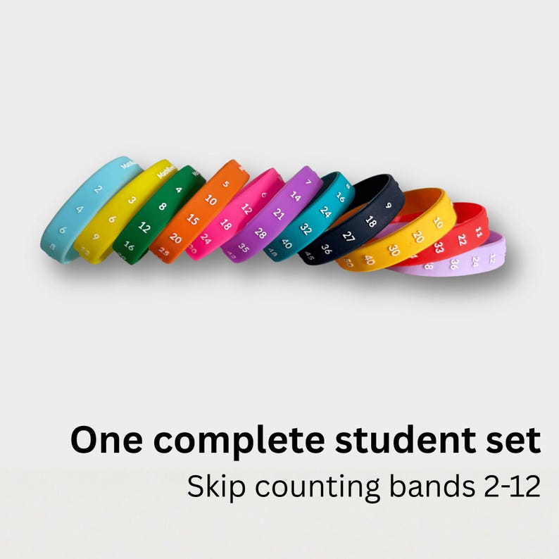 Multiplication Wristbands for Kids | Skip Counting Bracelet Set 2-12 ...