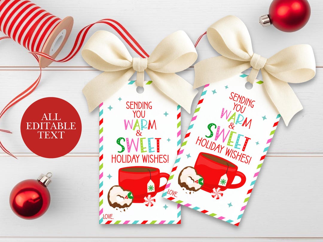 Sweet Holiday Wishes Tag Printable, Christmas Treats Favor Gift Tag ...