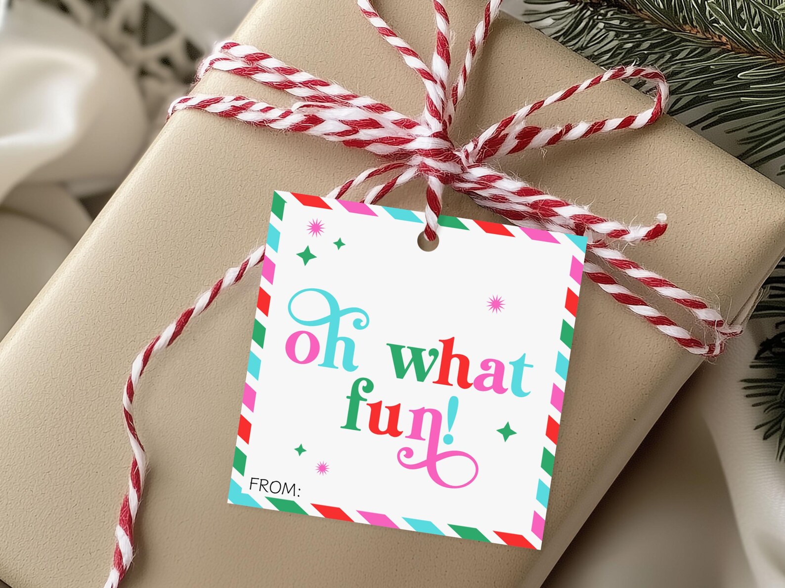 Christmas Favor Tag, Oh What Fun Gift Tag, Holiday Favor Tag Printable ...